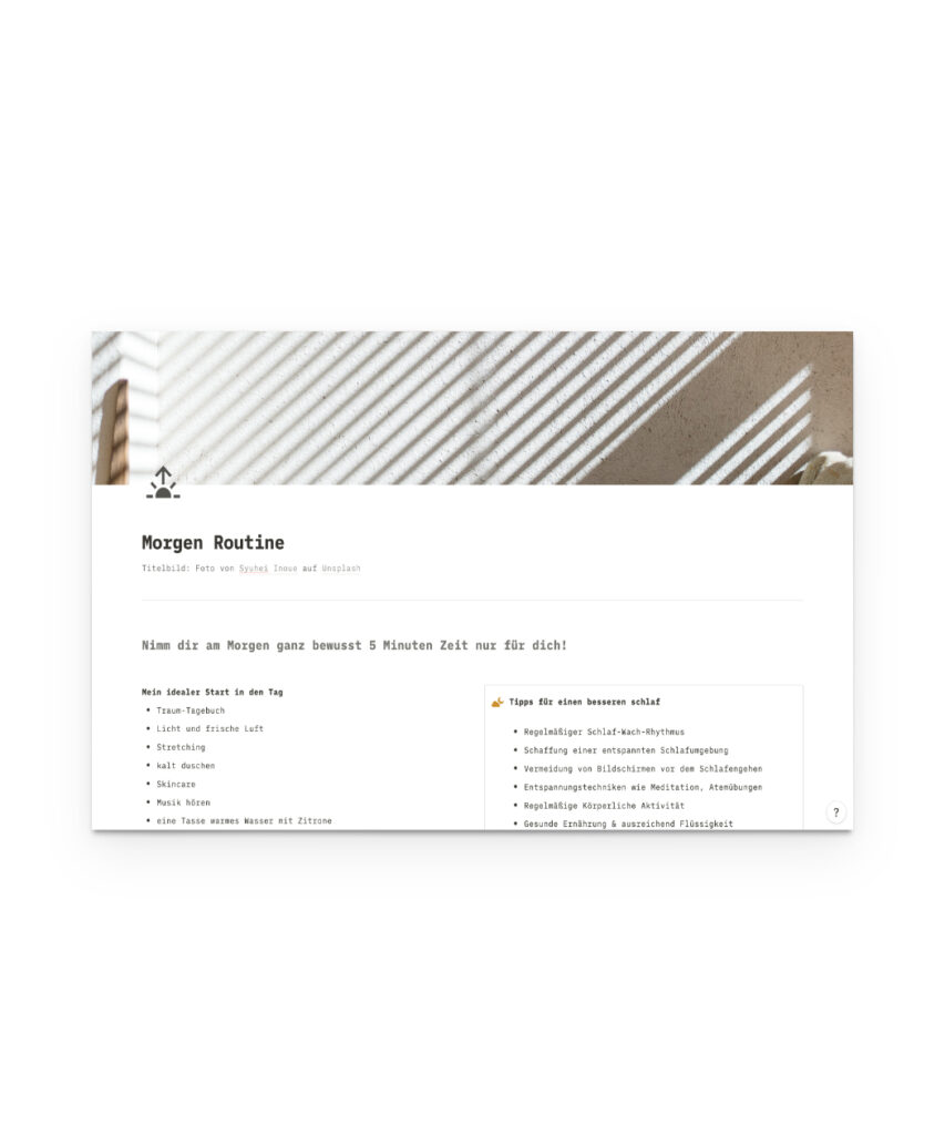 Notion Template - Morgen Routine - Marpels Studio