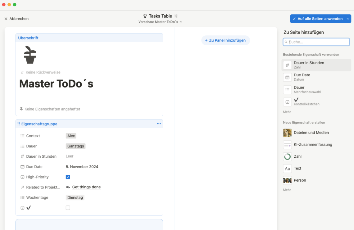 Notion Layouts: Wie du das Eigenschaftspanel nutzt - Marpels Studio